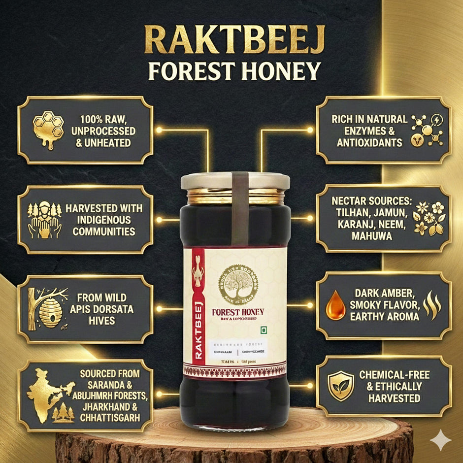 Raktbeej Raw Wild Forest Honey | Unprocessed Apis Dorsata Honey